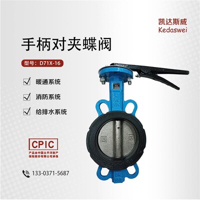 手动涡轮手柄对夹式蝶阀D371XP-16DN5065 80 100 125 150 20.0 25