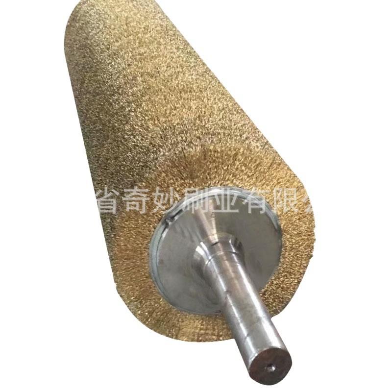 厂家供应钢丝辊镀铜丝刷辊滚筒刷辊金属拉丝毛刷辊抛光钢丝刷辊