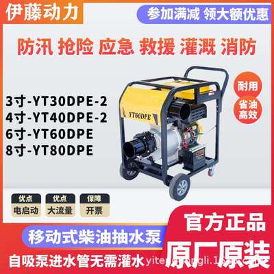 2寸3寸4寸6寸推车式移动便携式柴油机抽水泵电启动YT20DPYT30DP