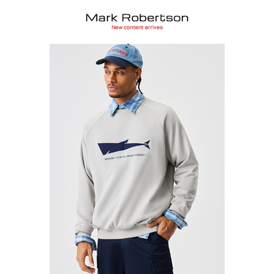 美式复古插肩袖圆领卫衣