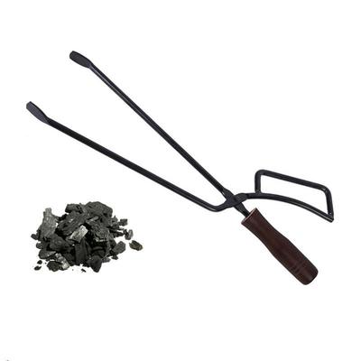 户外火钳炭火夹铁质加长碳夹子可携带烧烤炭夹子火钳子木把焚火钳