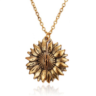极速Sunflower Pendant Necklace Boho Jewelry Necklace Collier