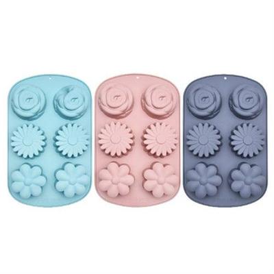 6 Cells Silicone Baking Pan Flowers Shape Soft Mold