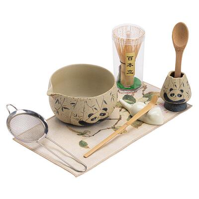 火红石抹立CYG25103茶八件套描金熊猫陶瓷点茶碗茶茶筅百本立宋代