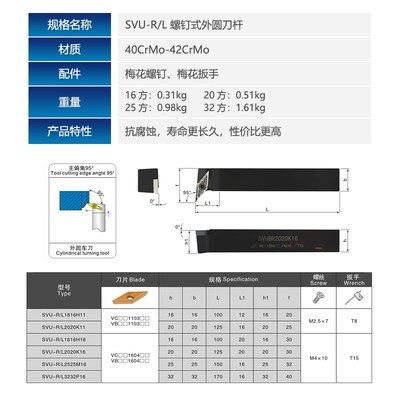 95度S型外圆车刀SVUCR/SVUCL35度外圆抗震刀杆2020K11/2525M16