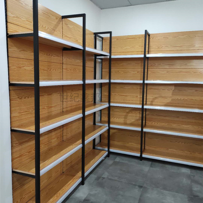 木纹超市货架便利l店母婴店展示架多层多功能文具商店小卖部零食