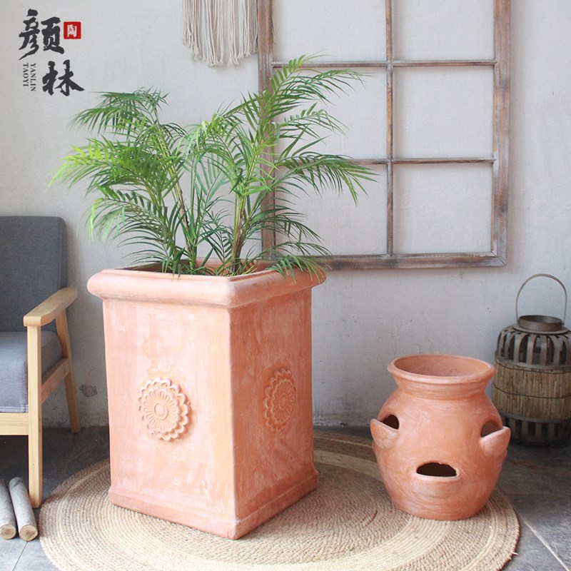 陶盆红陶盆外贸陶盆罗马盆高档陶盆粗G陶盆园艺杂货红泥盆欧式乡