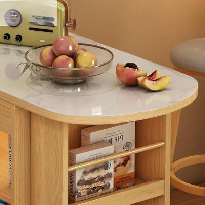 家用岩板吧台桌隔边断一餐42455柜客体厅岛台餐桌小户型可缩伸储