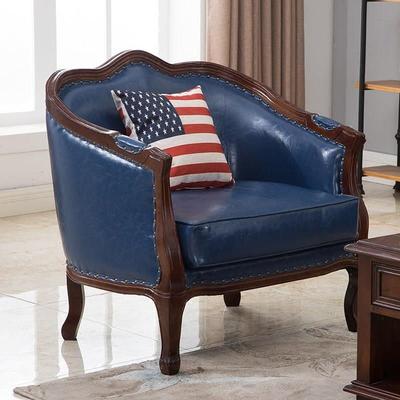 美式乡村全实木皮厅艺艺沙发复古皮布欧式沙发小AQG户客组合型家