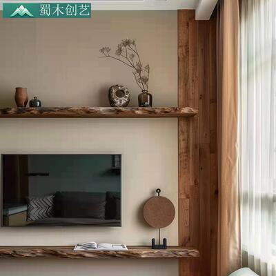 实木小悬挂式原电视柜简约机柜地柜木隔一字板墙不规则FHZ户型悬