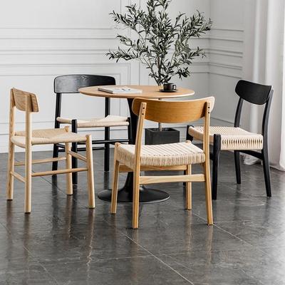 实木简12012约设绳师家用编绳椅白蜡木榉木橡木日式原计木椅编实木餐椅