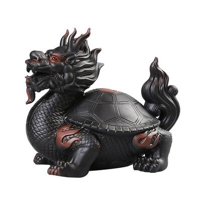 紫陶桌紫招财龙龟茶宠摆件茶茶ESZ台茶室养功夫砂茶具可茶玩禅意