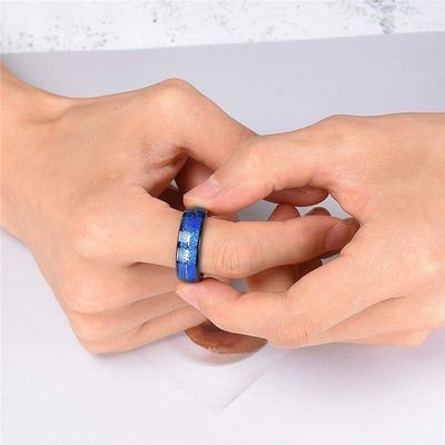 8mm Blue Fashion Men Rings Tungsten Carbide Ring Inlay Arrow