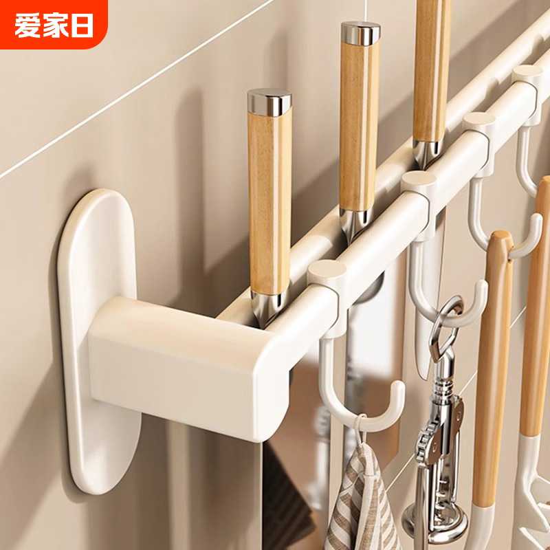 厨房壁挂式锅铲勺子挂架收纳架免打孔挂钩挂杆置物架台面空间墙壁