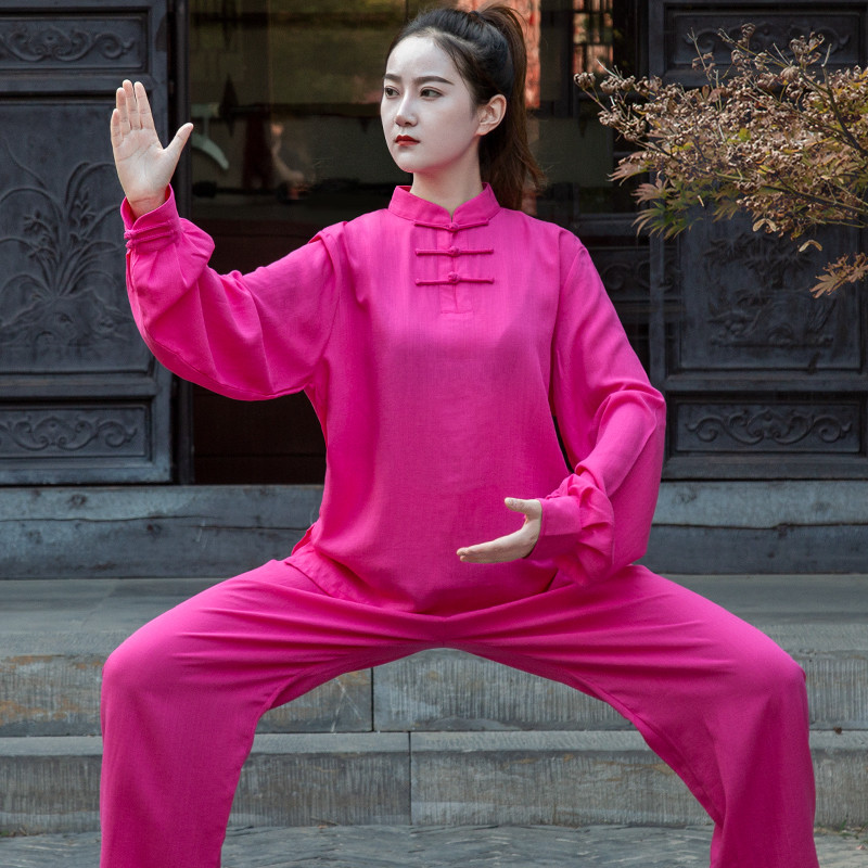 太极服女八段锦新款棉麻太极拳练功服女高端太极服比赛棉麻太极服