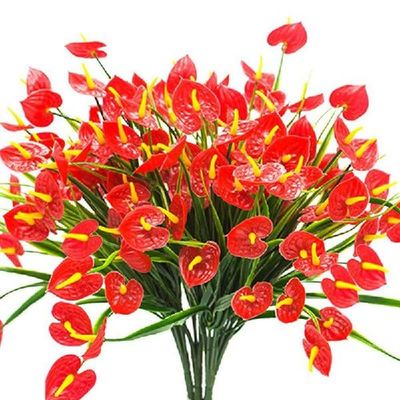 4 Bunches Artificial Fake Flowers Faux Anthurium Plants