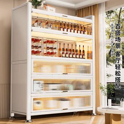 纳家居加厚厨房收橱柜落展柜z0u4rait一体钢制地储柜物柜柜带门