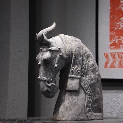 精选石雕马头明清复古石雕马头客厅茶室家居龙羊马头会所空间艺术