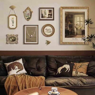 组高级法式覆客厅沙发背古景墙装饰画BHM 画合饭欧式古典混搭厅卧