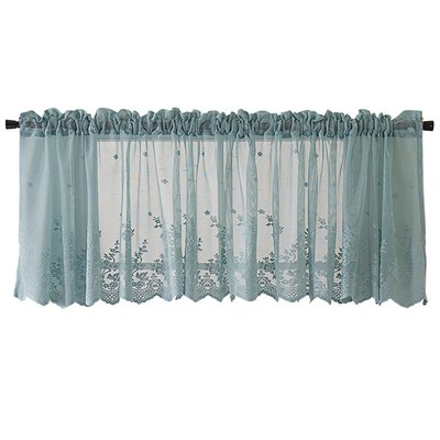 Modern Lace Jacquard Window Curtain Valance Lace Hem Coffee