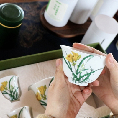 特衡阳茶杯｜祁东归阳窑口｜黄花主题茶杯｜故香礼盒