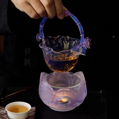 归鸿 复古琉璃莲花凉炉蜡t烛温茶炉家用公道杯保温暖茶器茶具配件