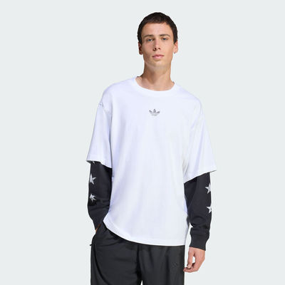 adidas阿迪达斯三叶草男子运动休闲假两件圆领长袖T恤KF1868