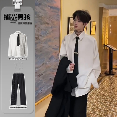 日系学院风dk衬衫加领带套装韩系