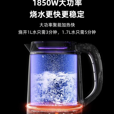 QUEENSENSE帝圣斯2007B双层壶身防烫恒温智能玻璃电热水壶烧水壶