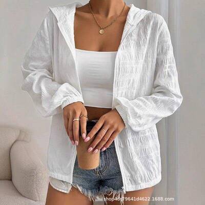 Lightweight Zipper Hooded Jacket  Casual Summer Sun