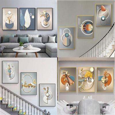 楼间画装梯饰画挂现代客厅沙发NOM背景墙画走廊过道壁抽象三联画