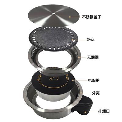 商用排烟电烤炉式烧烤炉dkl013韩302烤盘电陶炉分体下沉式下95无