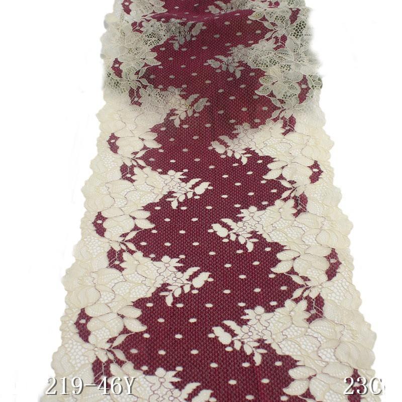 红杏拼色波点S型花朵低弹力蕾丝23cm服装家纺蕾丝花边辅料