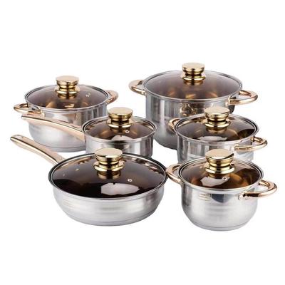 不锈钢锅具套装套件外贸货源pots加厚cookware厨具汤锅炊具