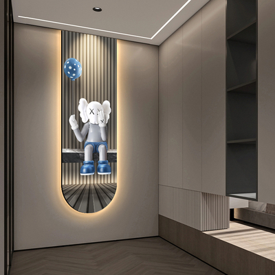 高级感入户玄关装饰m画kaws带灯画客厅背景墙挂画轻奢走廊尽头壁