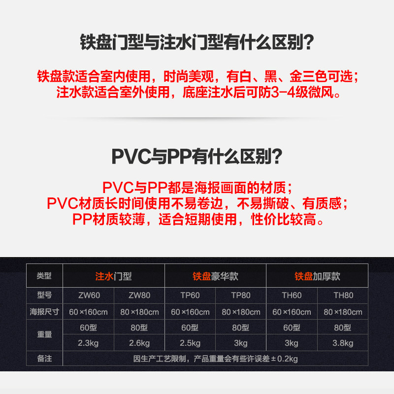 加厚门型展架60x160门行形展架海报架子广告支M架80X180易拉宝制