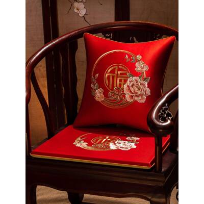 中式椅垫坐垫绣花茶档红木JFN椅子垫实木沙高发坐垫桌椅圈太师椅