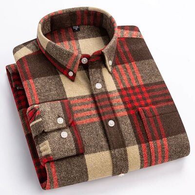 Flip collar retro checkered slim fit top翻领复古格子大码衬衫