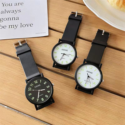 公职人员考试专用静音手表男女学生公务员无声音真皮带考公石英表