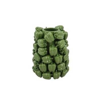 出口创装意饰大肚陶瓷花瓶级北风仿欧真青椒插花H3128L器高感ins