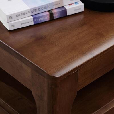 式纯实木小CF35茶几简易方桌客边厅屉几带抽角几正方日形矮桌原木