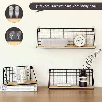 现货速发Ho Offe Wa Shelf Ra Iro Woode Shelf  Kitche Be