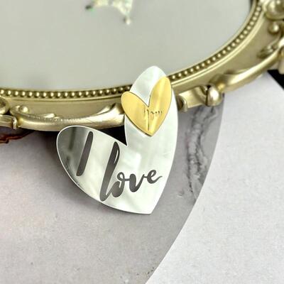 跨境ins风爱心亚克力蛋糕装饰情人节打标双色爱心纸杯蛋糕装饰