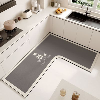 L型厨房地垫耐脏易打理硅藻泥地垫感吸水吸油脚垫防滑垫
