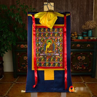 速发5物尔棉布装裱矿泊颜料画心释迦牟尼佛 尼佛唐卡0.65m