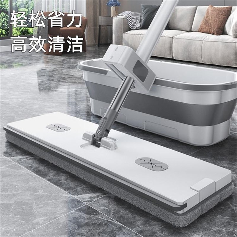 速发拖把免手洗家用刮吸器省力刮水拖把桶懒人拖地神乐一拖净平板