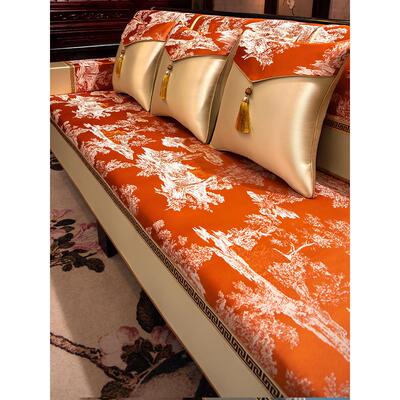 盖中式发沙坐垫布防滑罗汉床垫子套罩高档实木MQF沙盖发垫布艺巾