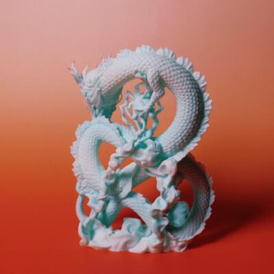 新中式GXV祥龙摆件3D打印青龙物茶桌生日新术年乔关迁礼客厅玄艺