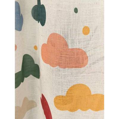 可爱的虹云窗帘彩亚麻停胺电多巴彩色纱帘儿童房IWR男孩女孩卧室