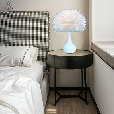 欧温美简约19705羽毛婚灯卧室床台头灯主播庆引路馨公主房羽毛台